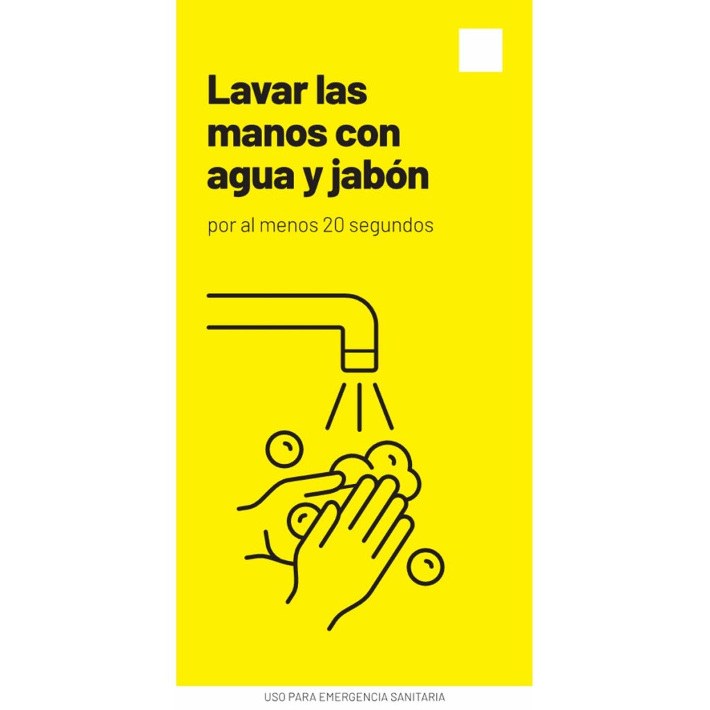 Letrero Sobremesa Acrílico | ACHS | Lavar Manos con Agua y Jabón | 18× ...