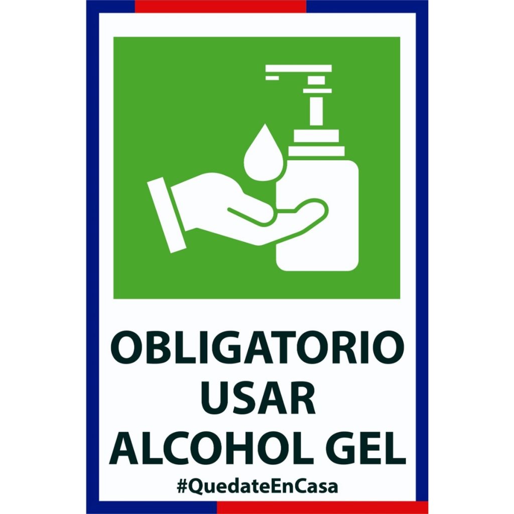 Adhesivo Obligatorio Usar Alcohol Gel | 16×24 cm - Gráfica Letrilandia
