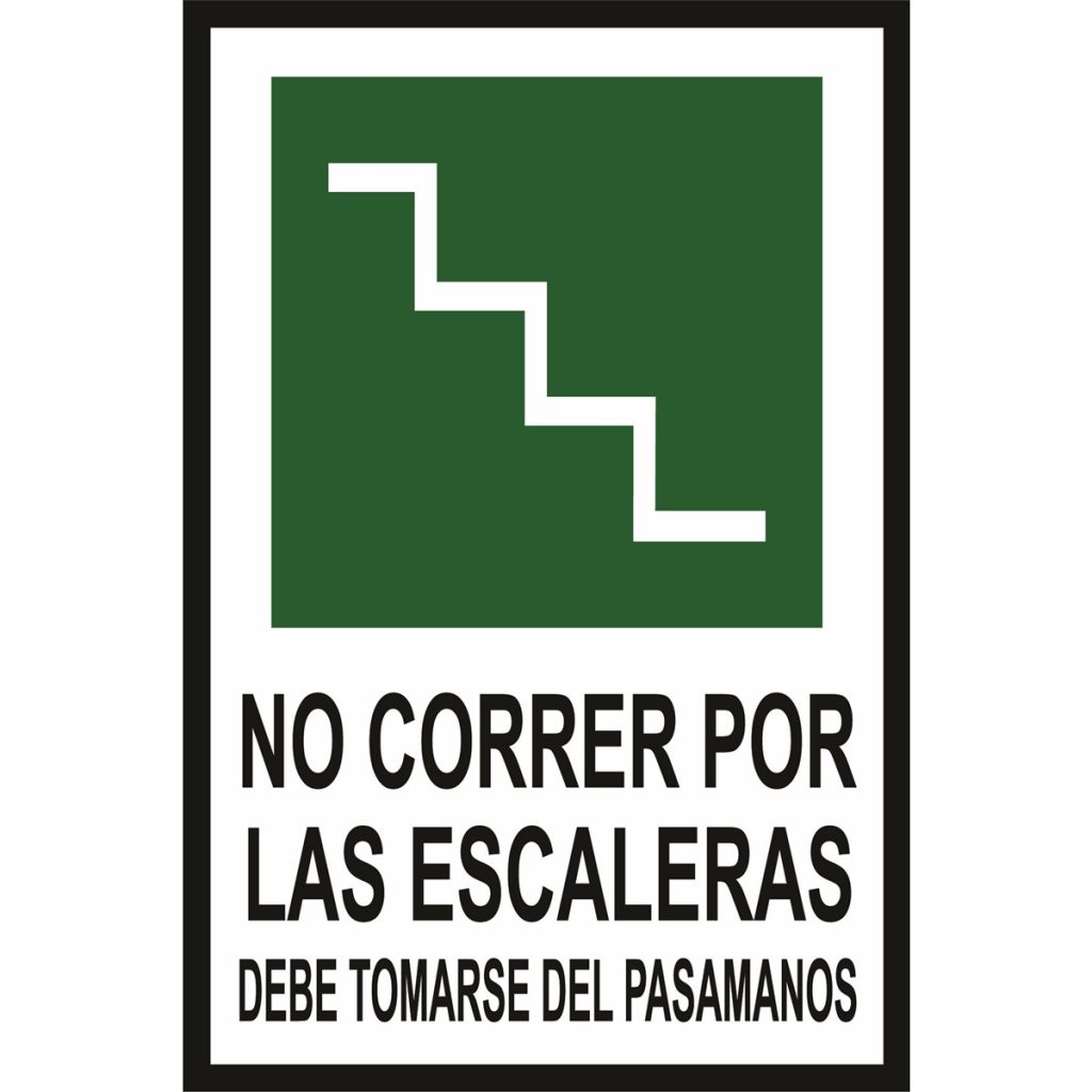 Letrero No Correr por las Escaleras | 16x24cm - Gráfica Letrilandia