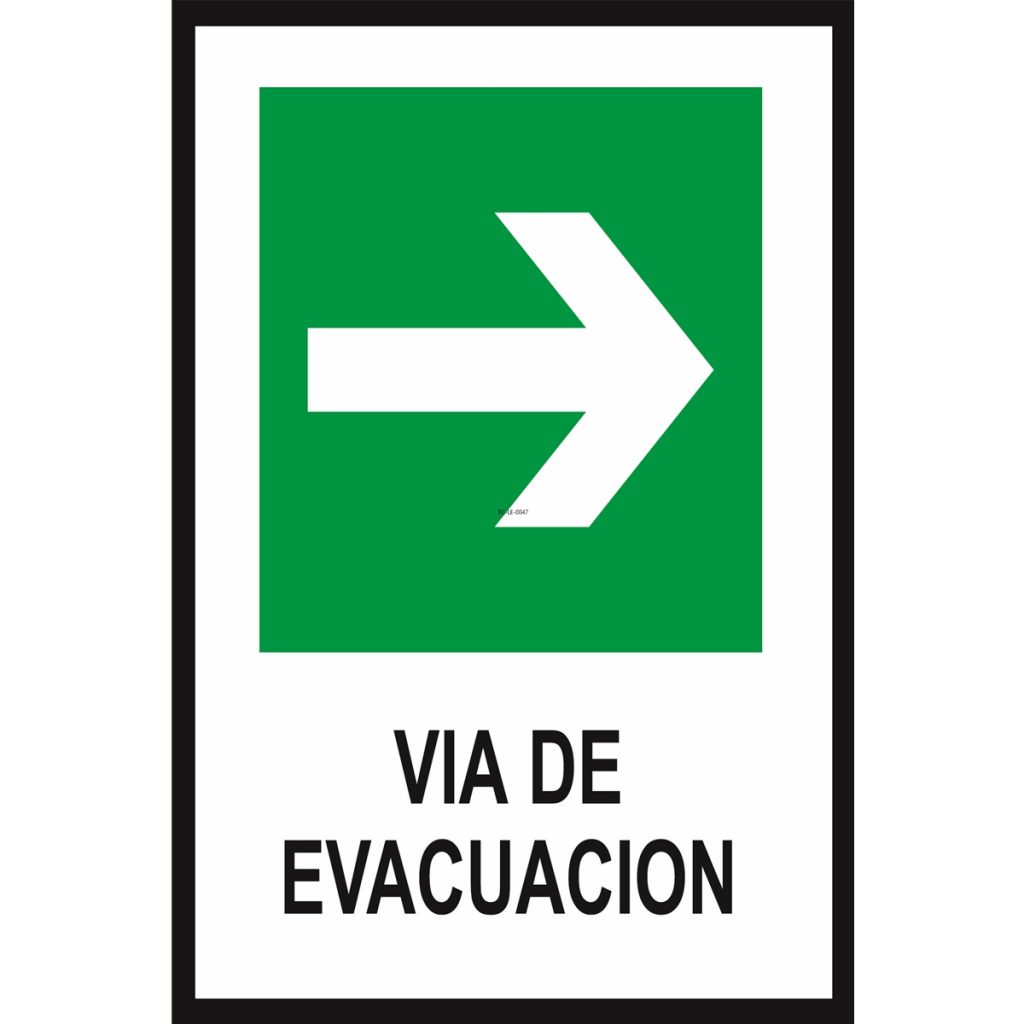 Letrero Vía de Evacuación flecha der. | 16x24cm - Gráfica Letrilandia