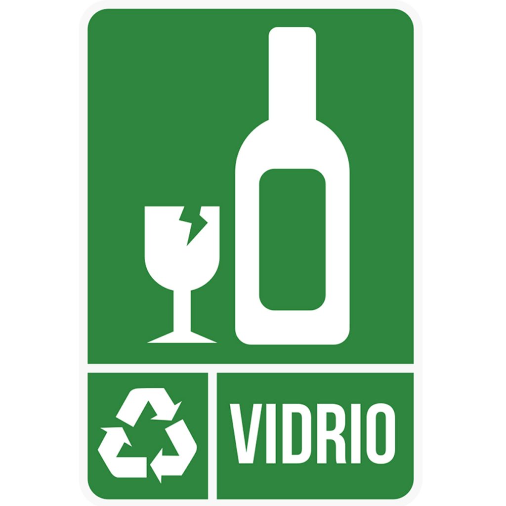 Letrero Reciclaje Vidrio | 16×24 cm - Gráfica Letrilandia