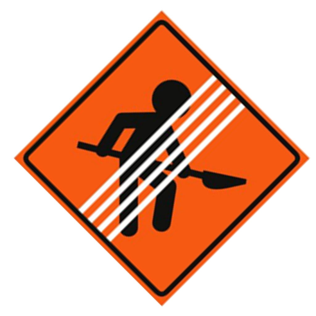 Letrero fin hombres trabajando | 60x60cm - Gráfica Letrilandia